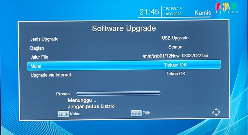 Cara Upgrade SW Set Top Box T2 Tanaka